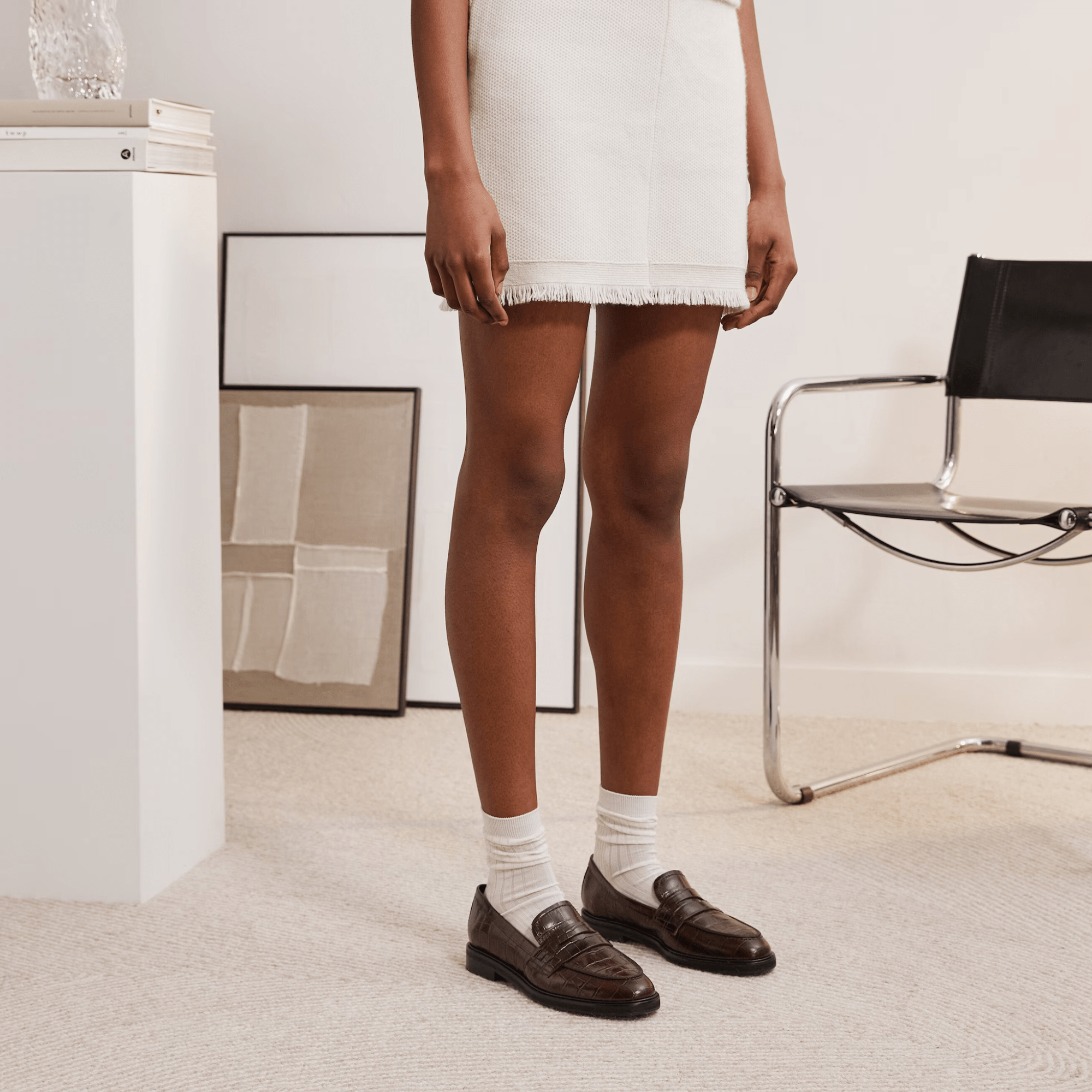 Flattered - Sara Croco Loafer - Brown Leather – Cadine